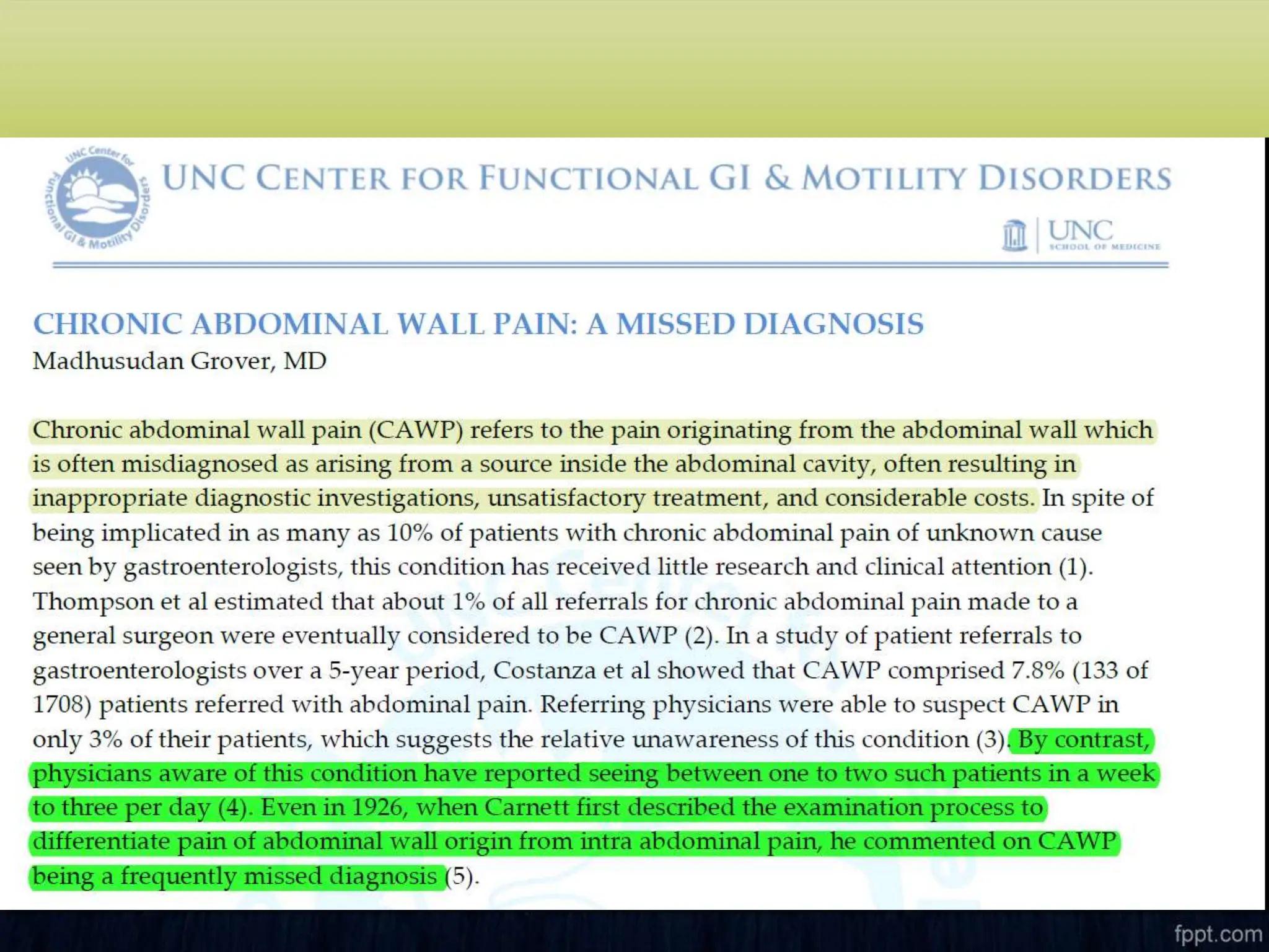 Chronic Abdominal Wall Pain and ACNES .pptx