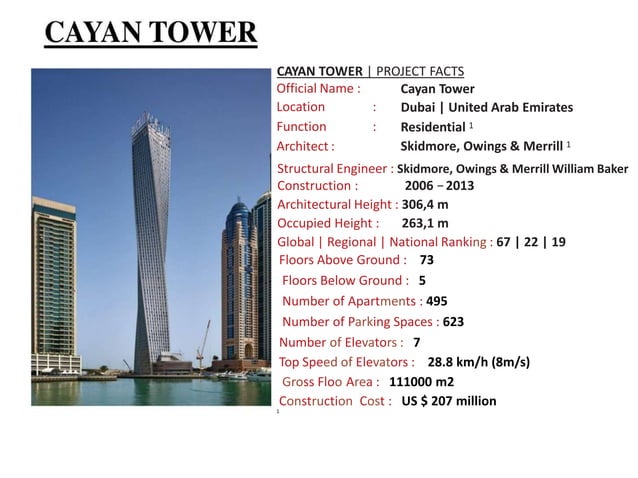 Cayan tower,dubai | PPTX | Civil Engineering Industry | Industries