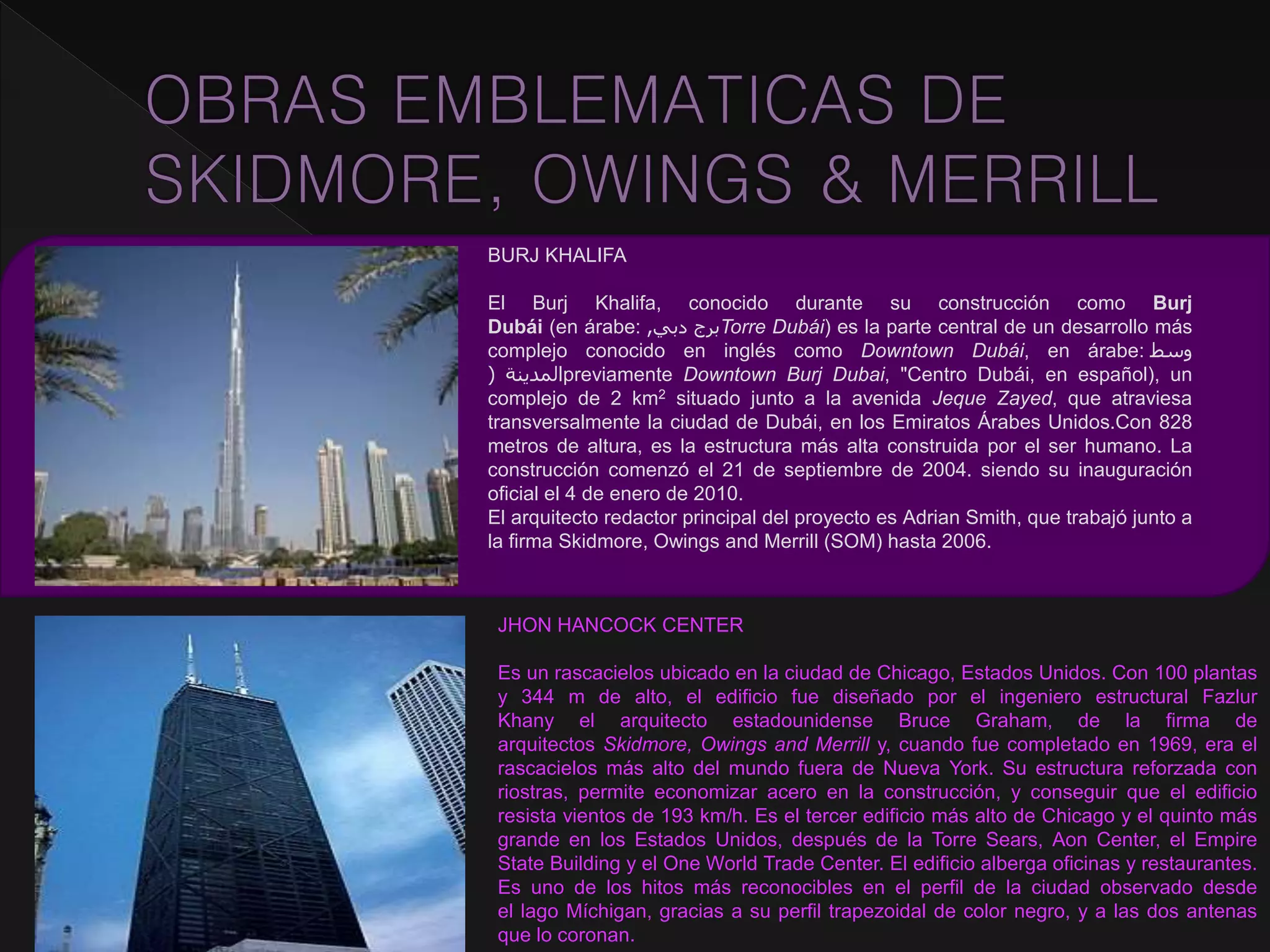 Skidmore, Owings and Merril - Cayan Tower | PPT