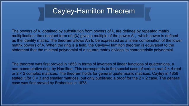 Cayley Hamilton Theorem | PPTX