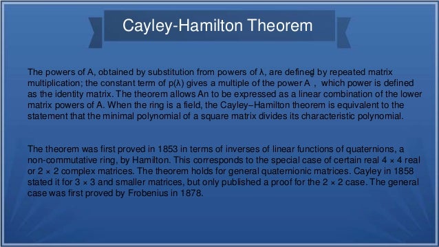 Cayley Hamilton Theorem