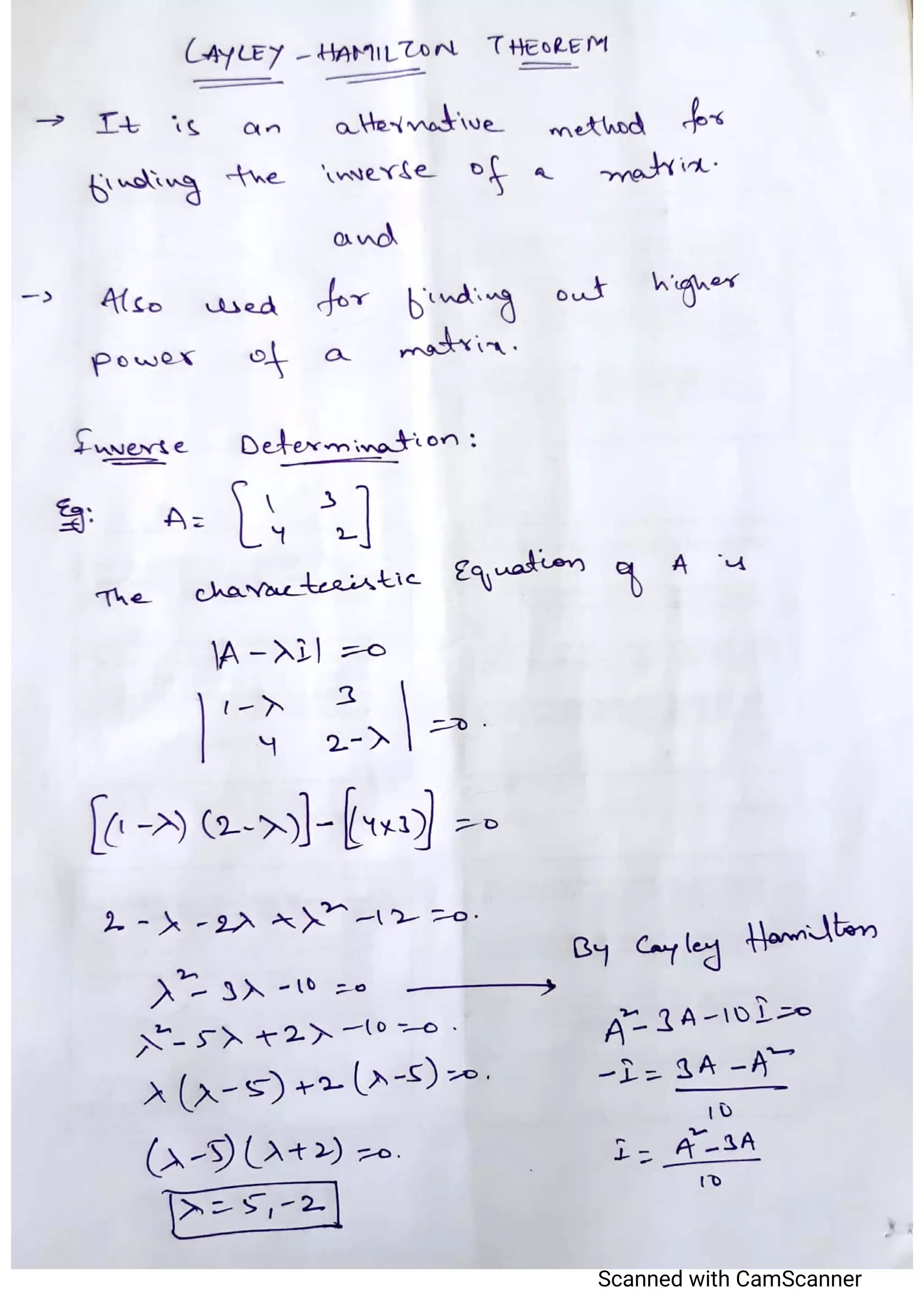 Cayley hamilton theorem | PDF