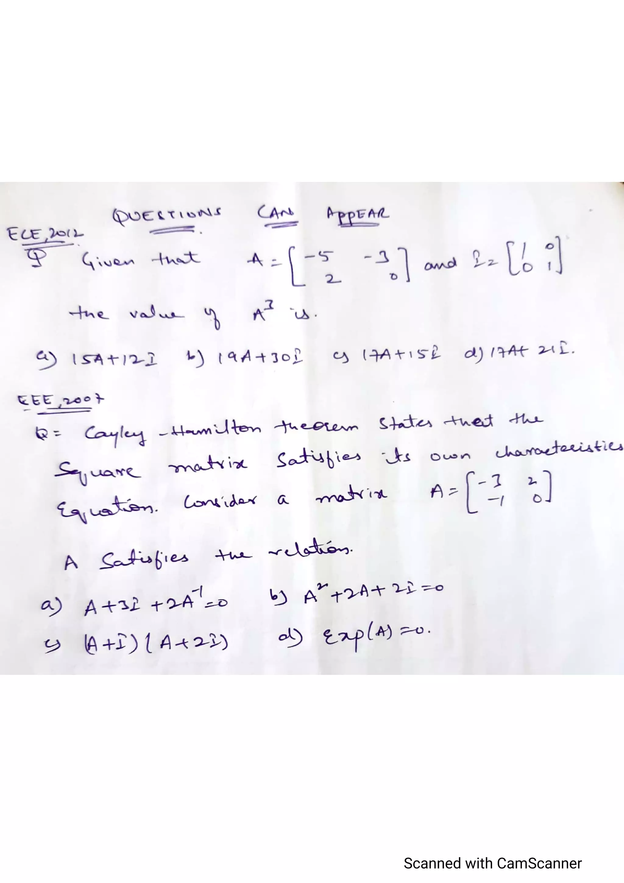 Cayley hamilton theorem | PDF