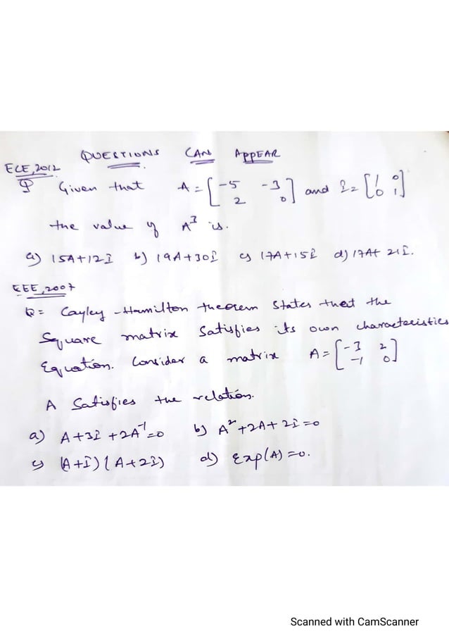 Cayley hamilton theorem | PDF