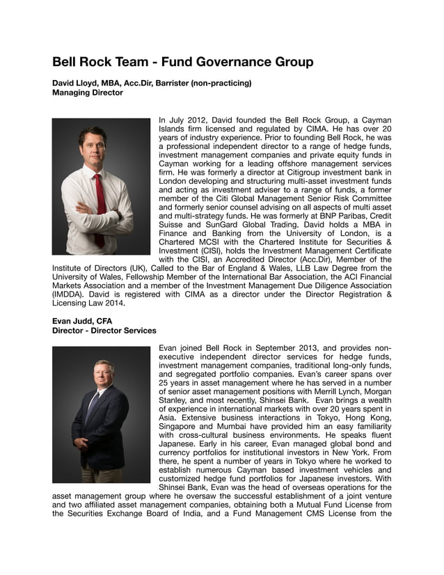 Cayman Islands Director Services - Fund Governance | PDF