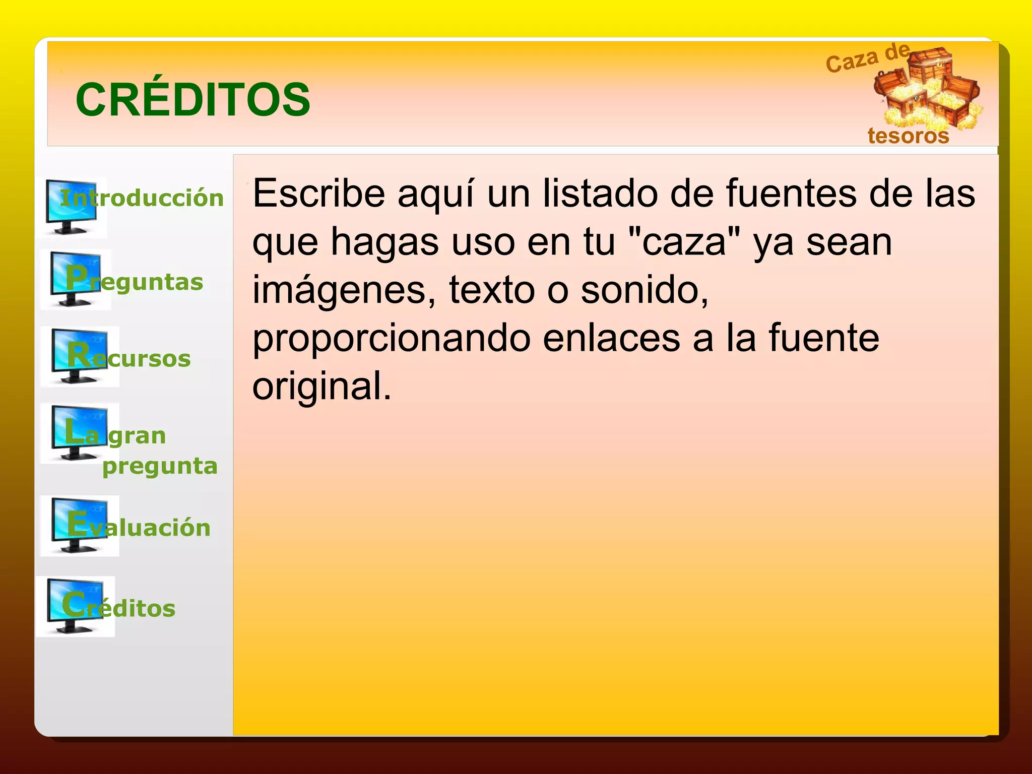 Plantilla caza tesoros | PPT