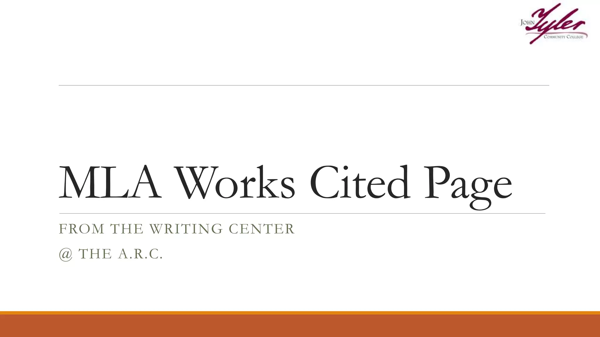MLA works cited page | PPTX