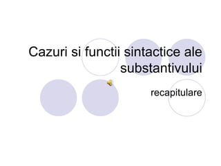 Cazuri si functii sintactice ale substantivului | PPT