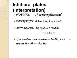 Color Vision Test and interpretation in human eye | PPTX