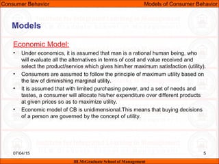 Cb unit-ii (models in consumer behavior) | PPT