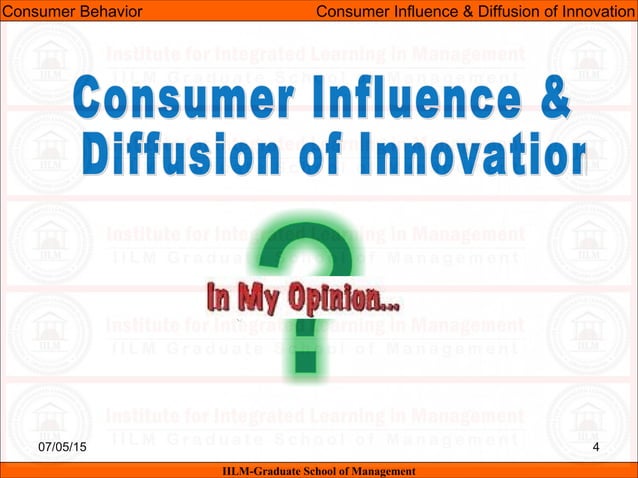 Cb unit-viii (consumer influence & diffusion of innovation) | PPT