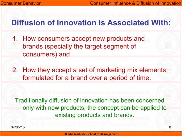 Cb unit-viii (consumer influence & diffusion of innovation) | PPT