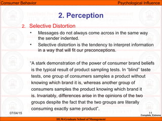 Cb unit-vi (psychological influences on consumer decision making) | PPT