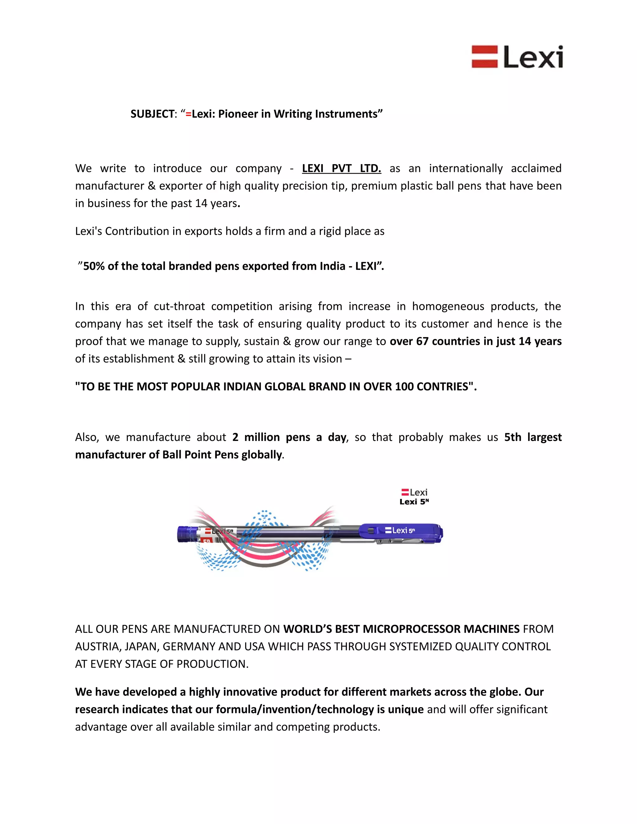 Lexi Pvt Ltd, India - An Introduction | PDF