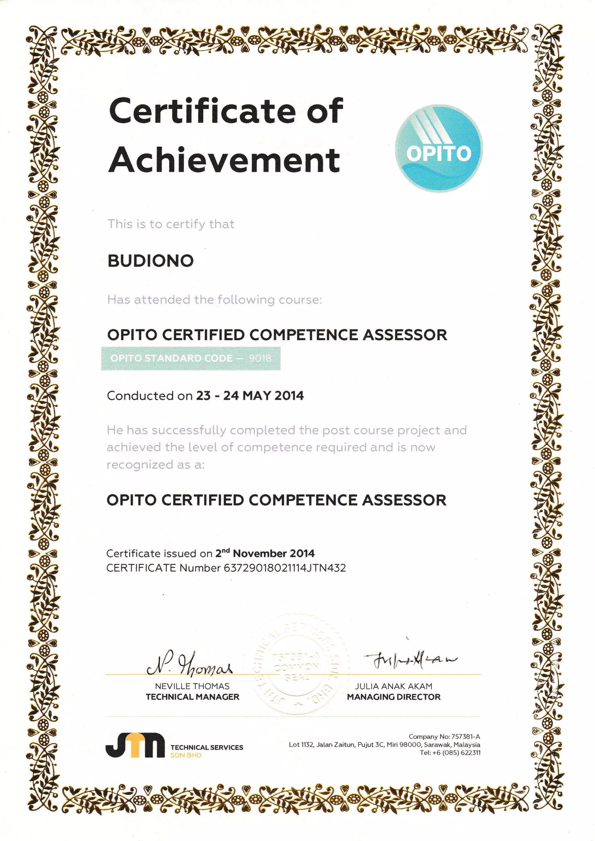 OPITO CERTIFIED COMPETENCE ASSESSOR | PDF