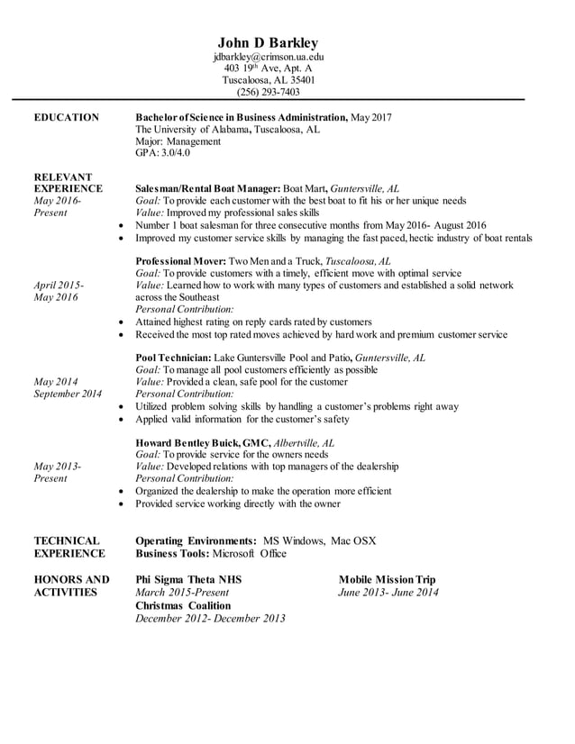 Resume2016_John Barkley | PDF