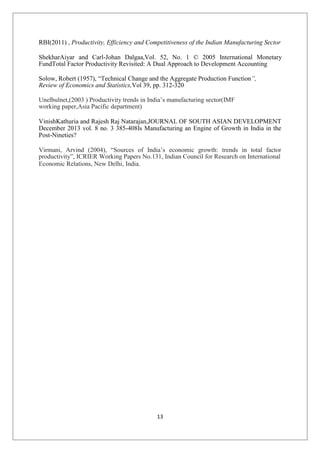 Productivity Growth in Indian Manufacturing sector | PDF