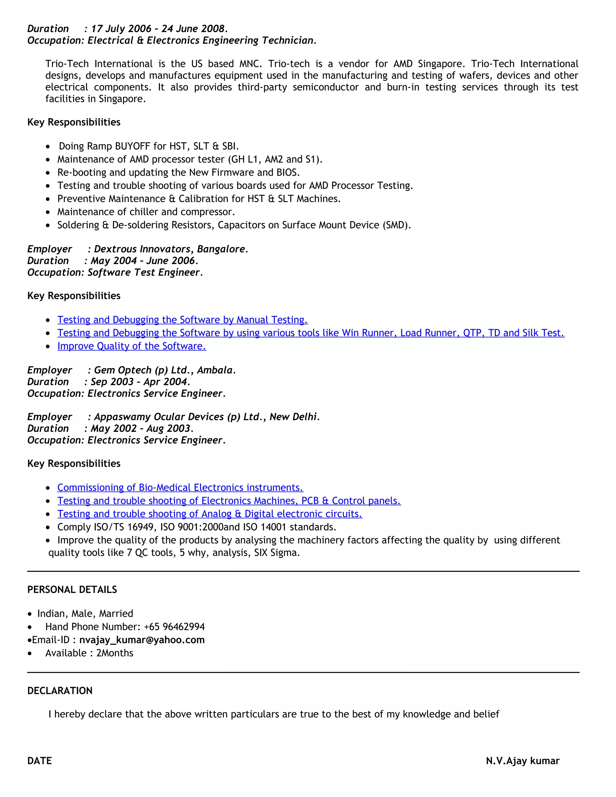 Ajay Kumar Resume | PDF