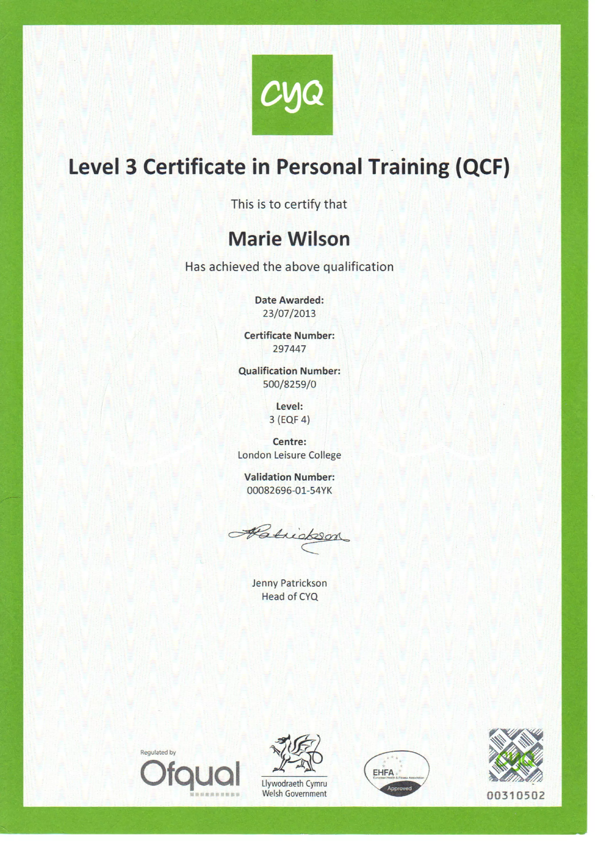 PERSONAL TRAINING CERTIFICATE.PDF