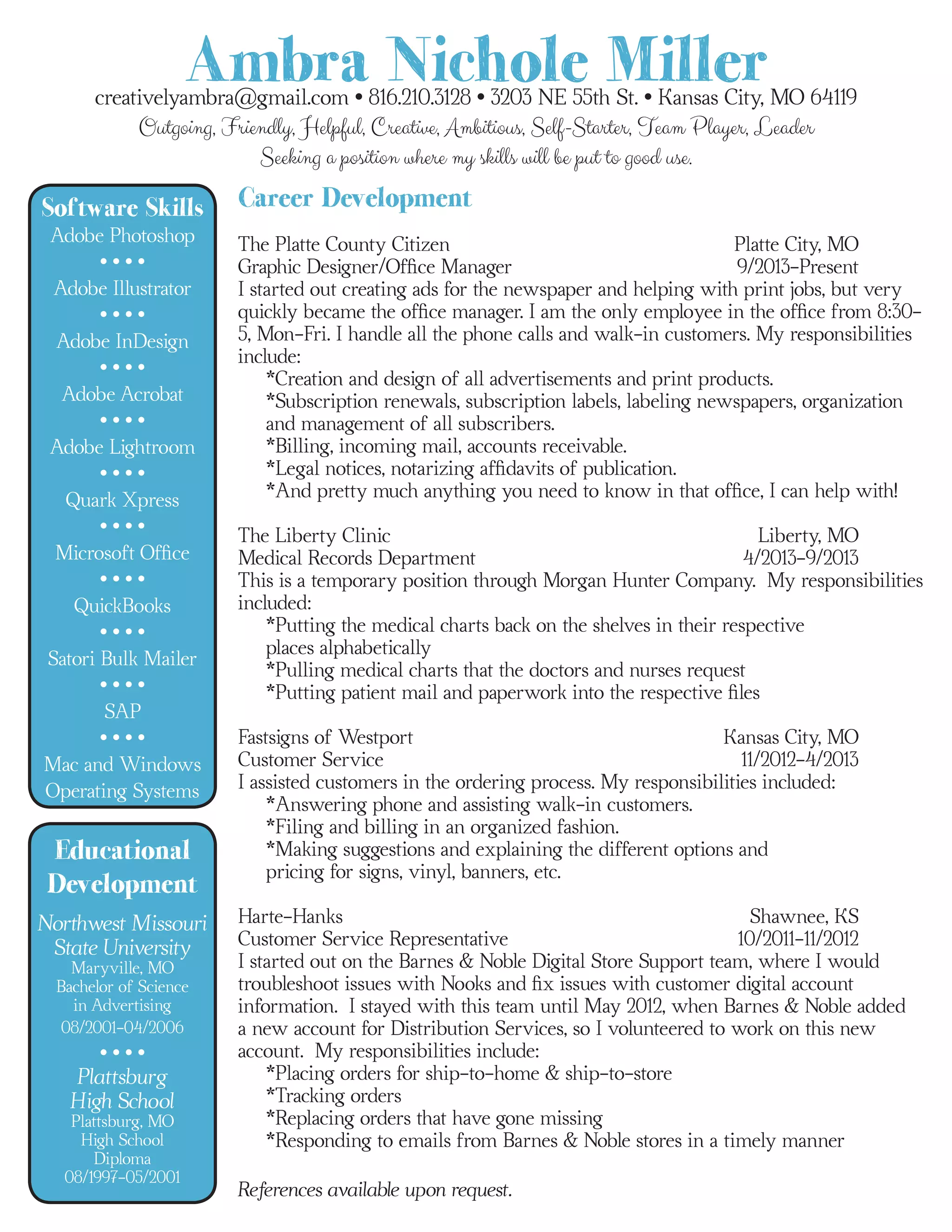 Ambra Miller Resume | PDF