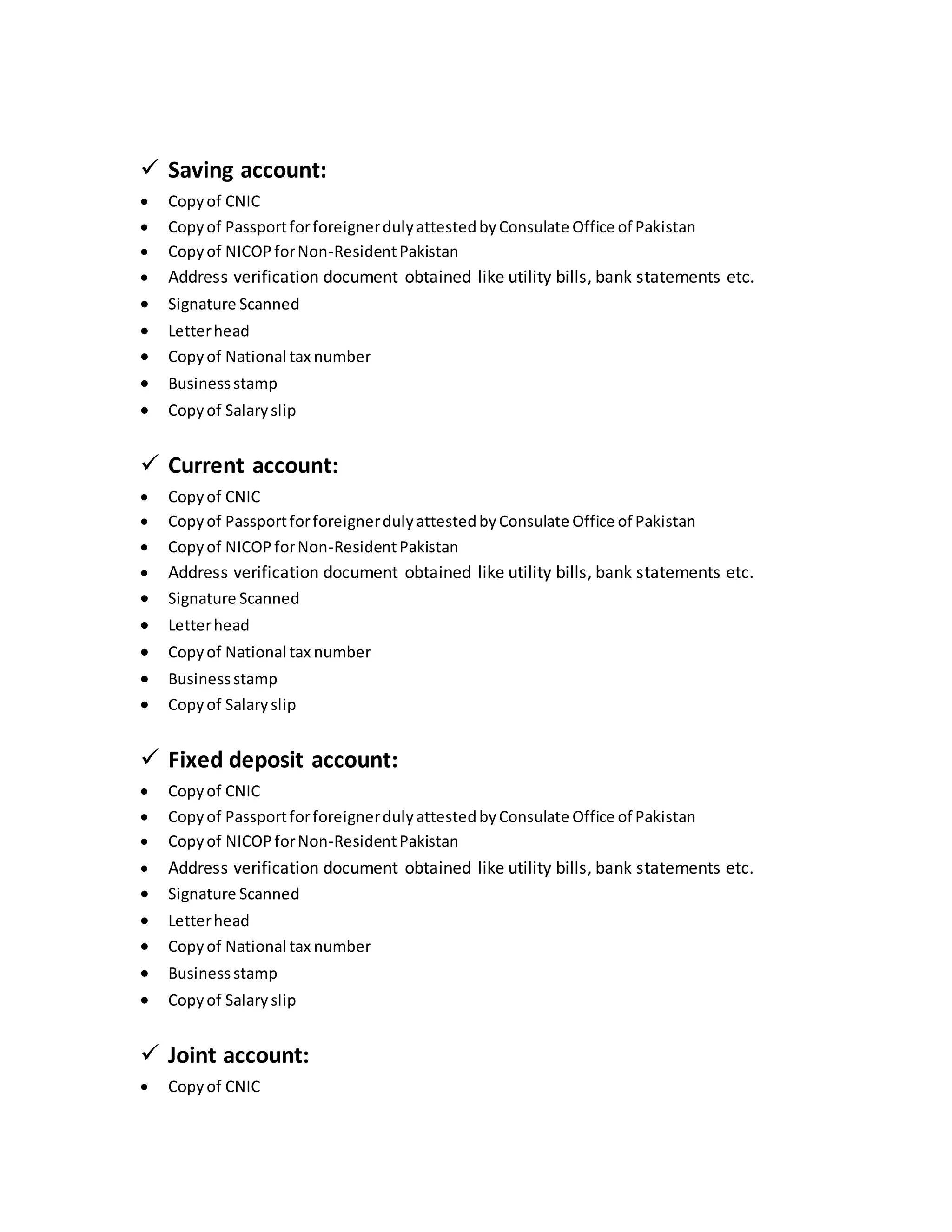 TYPES OF ACCOUNTS AND DOCUMENTS REQUIRED BY BANK | PDF