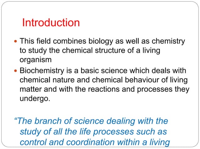 Introduction to biochemistry | PPT | Biological Sciences | Science