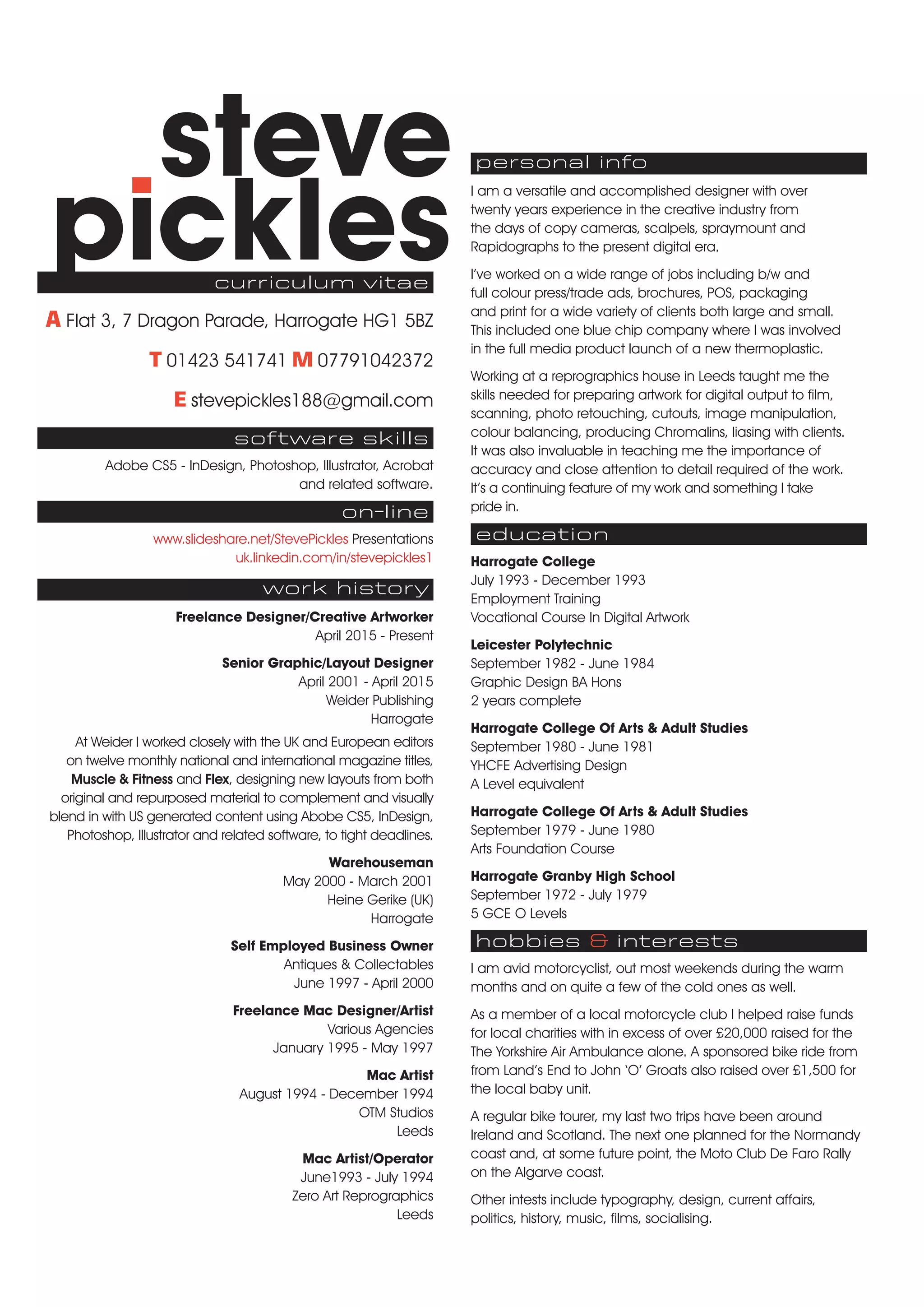 Steve Pickles CV | PDF
