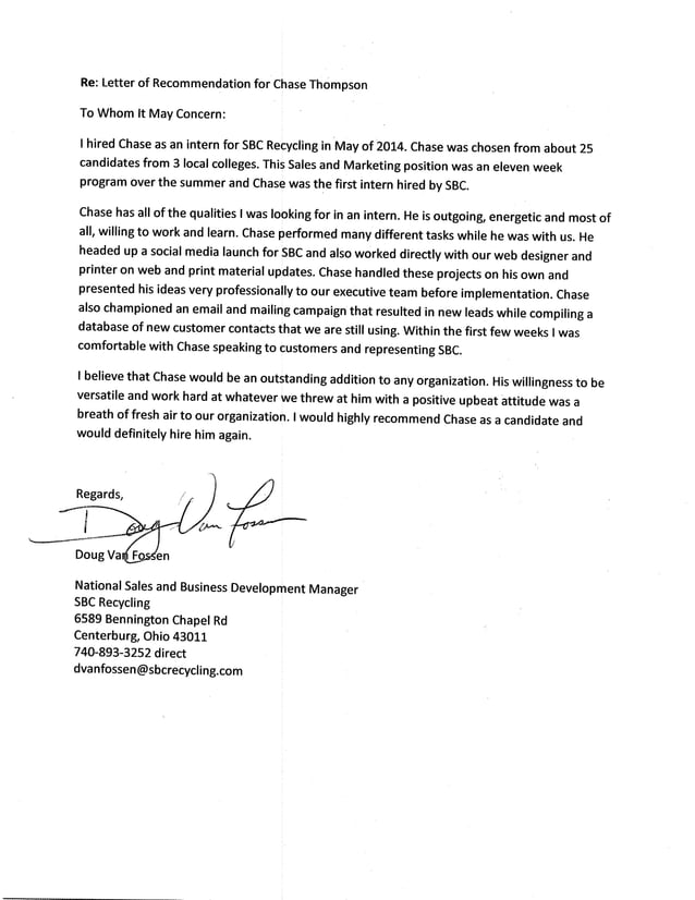 SBC Recycling letter of recommendation | PDF