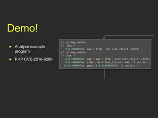 [CB16] Be a Binary Rockstar: An Introduction to Program Analysis with Binary Ninja by Sophia D ...