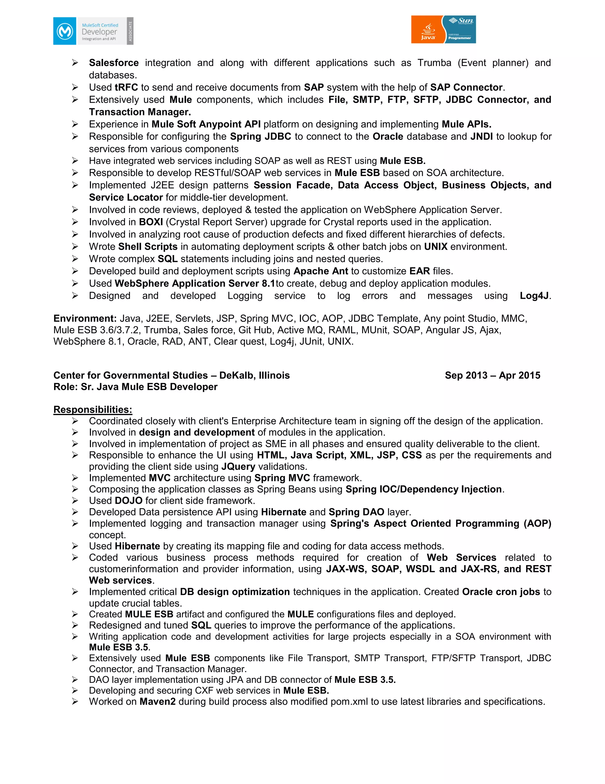 Ram Kumar - Sr. Certified Mule ESB Integration Developer | PDF