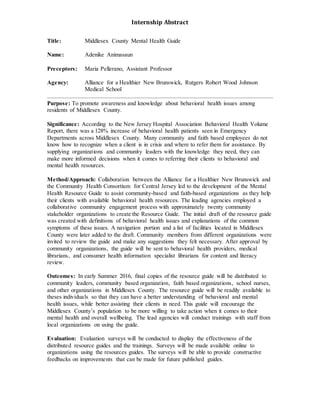 Internship Abstract | DOCX | Business | Business and Finance