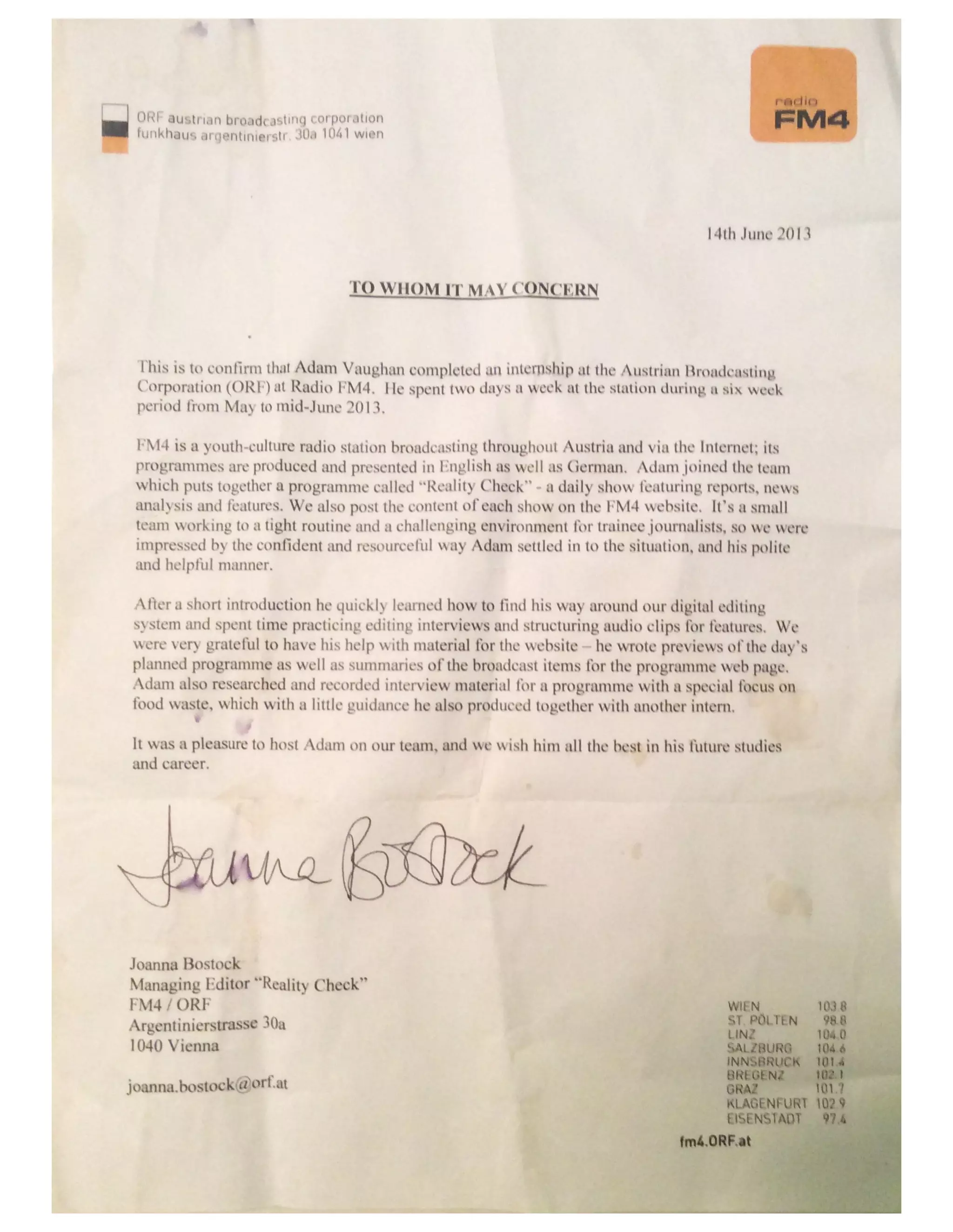 FM4 Reference Letter | PDF