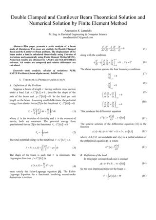 Double Clamped and Cantilever Beam Theoretical Solution and Numerical Solution by Finite Element ...