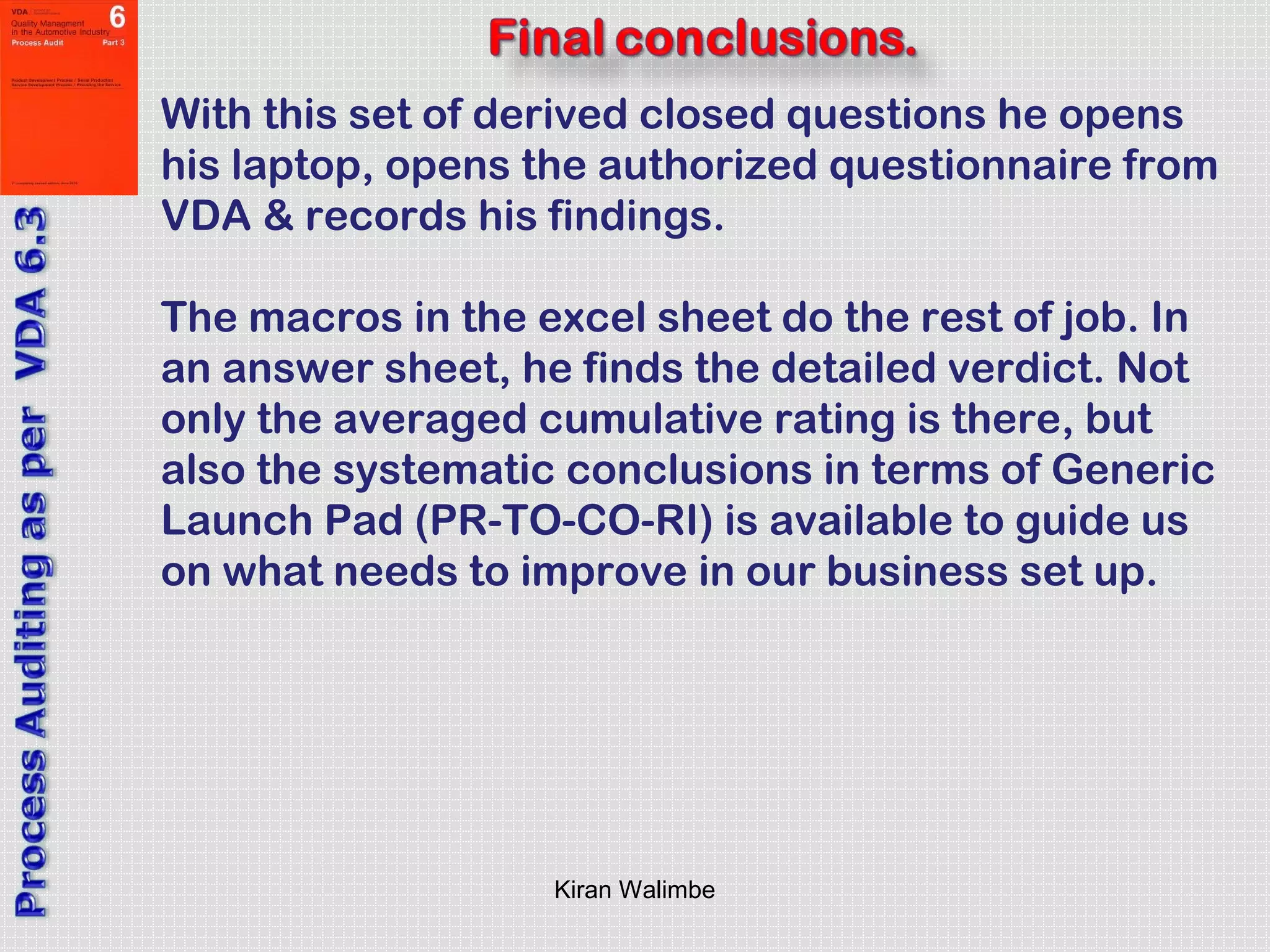 Process auditing as per VDA 6.3 | PPT