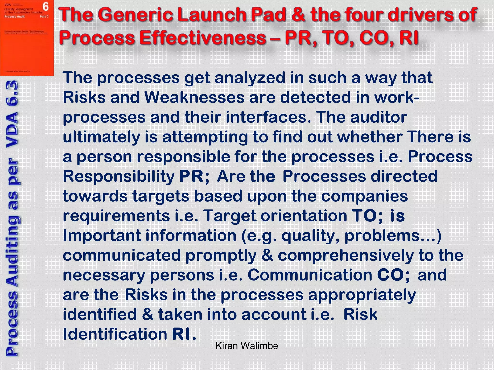 Process auditing as per VDA 6.3 | PPT