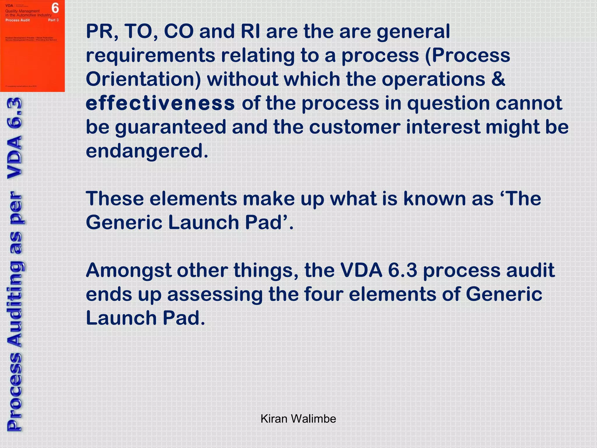 Process auditing as per VDA 6.3 | PPT