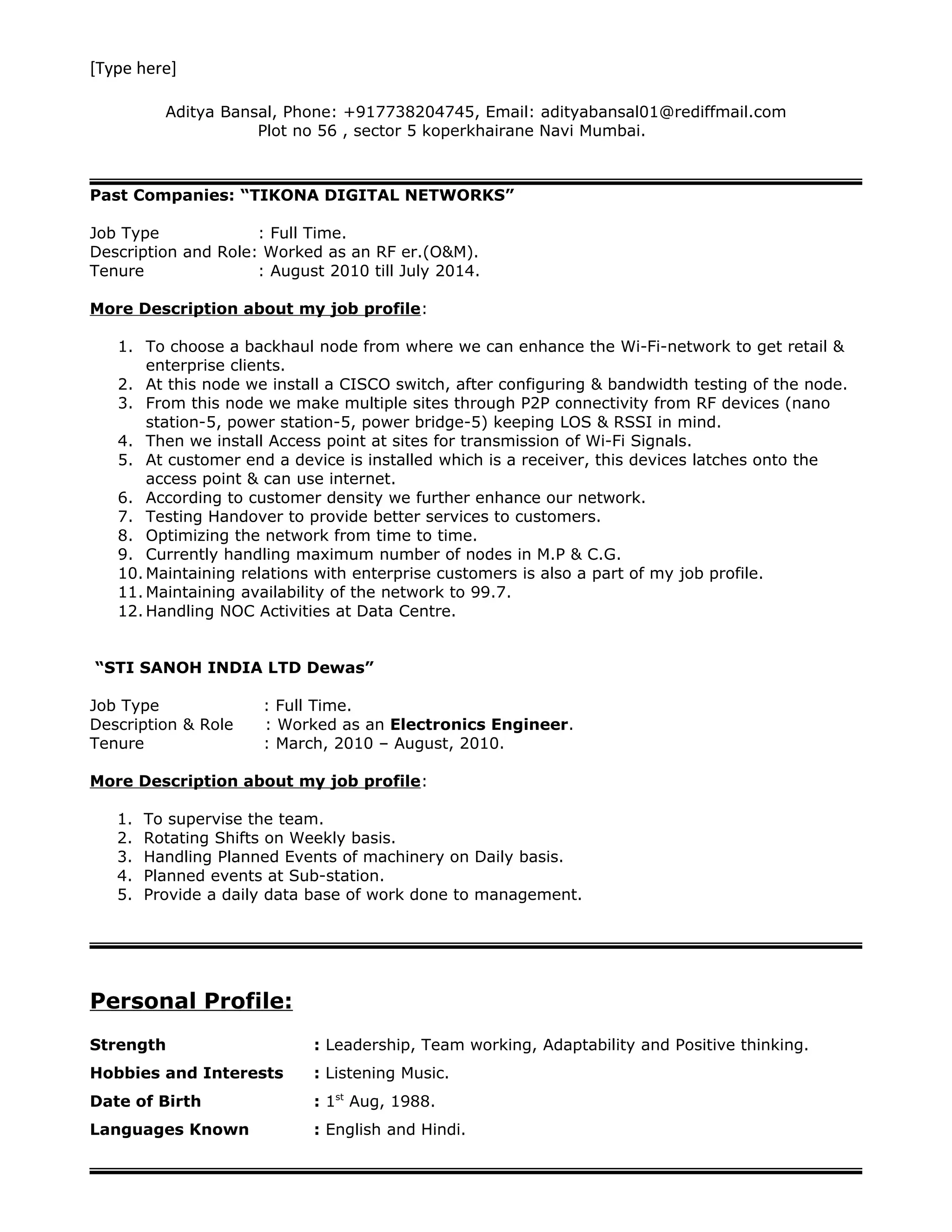 aditya_bansal_Updated CV | DOC