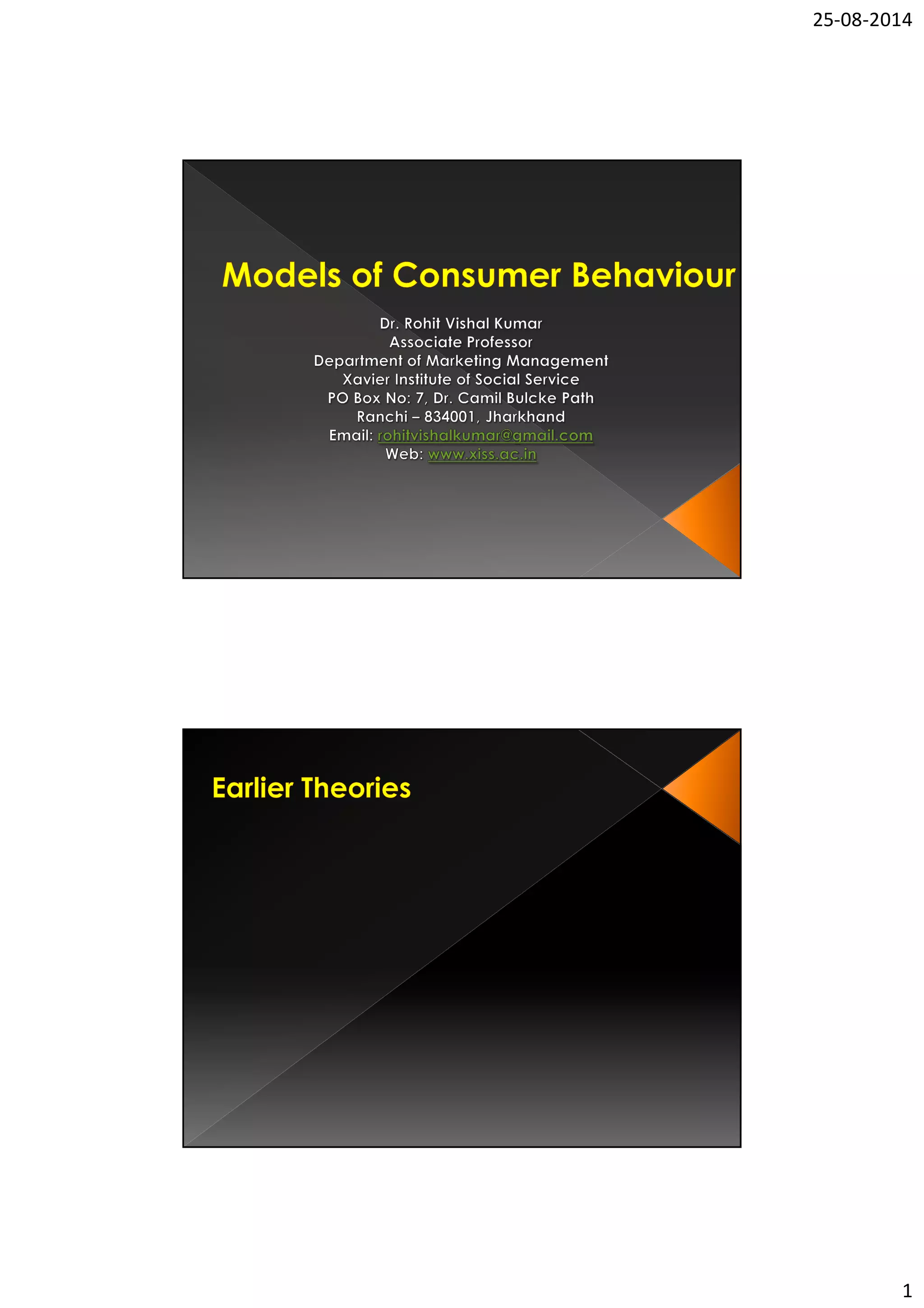 Cb 1 models of consumer behaviour | PDF