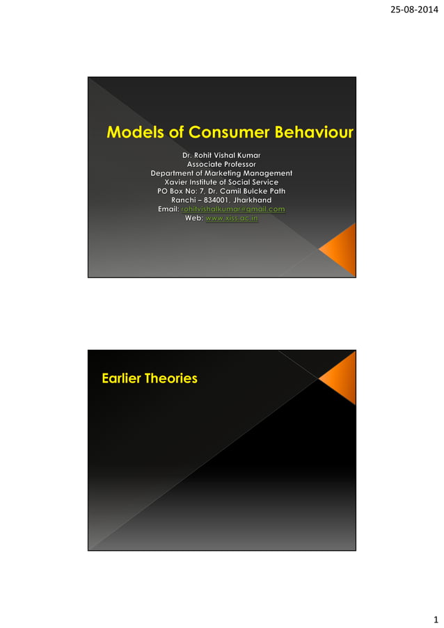 Cb 1 models of consumer behaviour | PDF