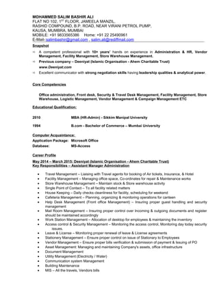 Salim_Resume | DOC | Business Administration | Business