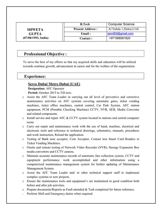 shweta cv | PDF