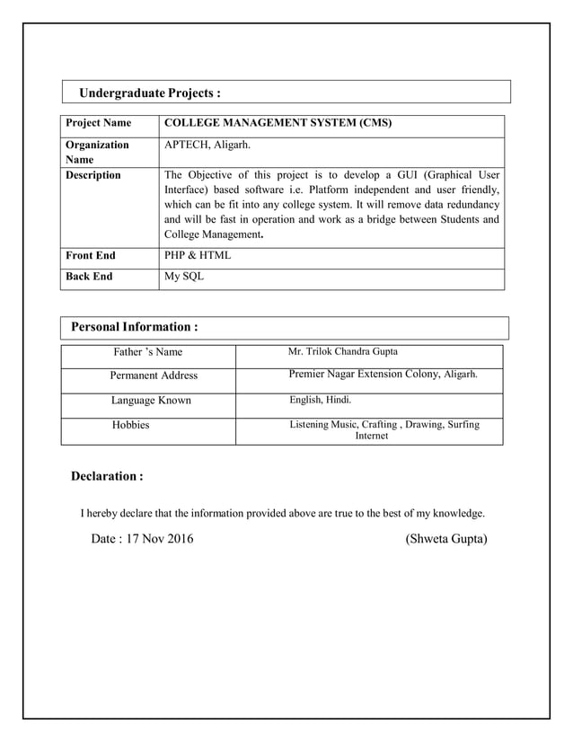 shweta cv | PDF