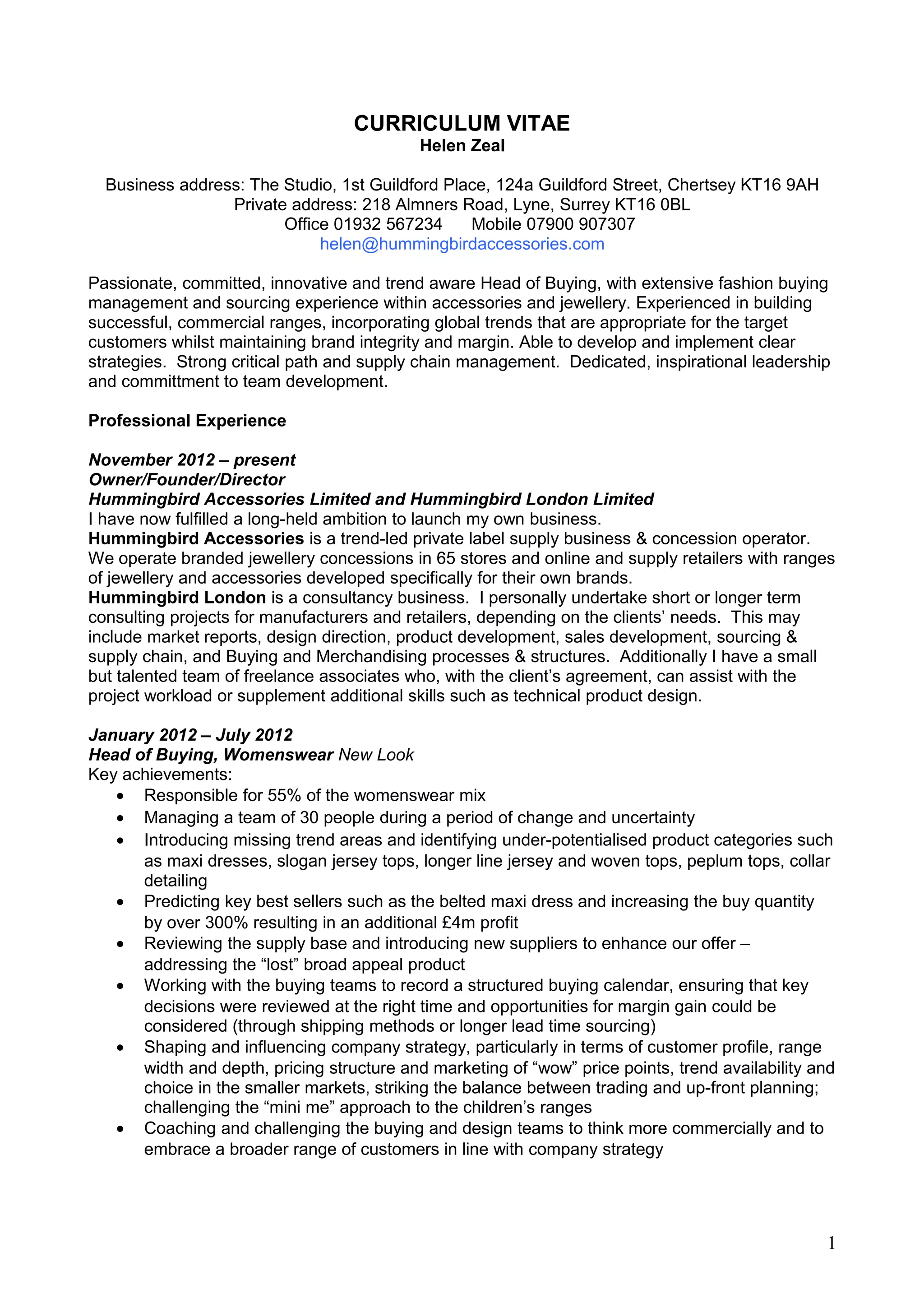 CV Helen Zeal 14.2.16
