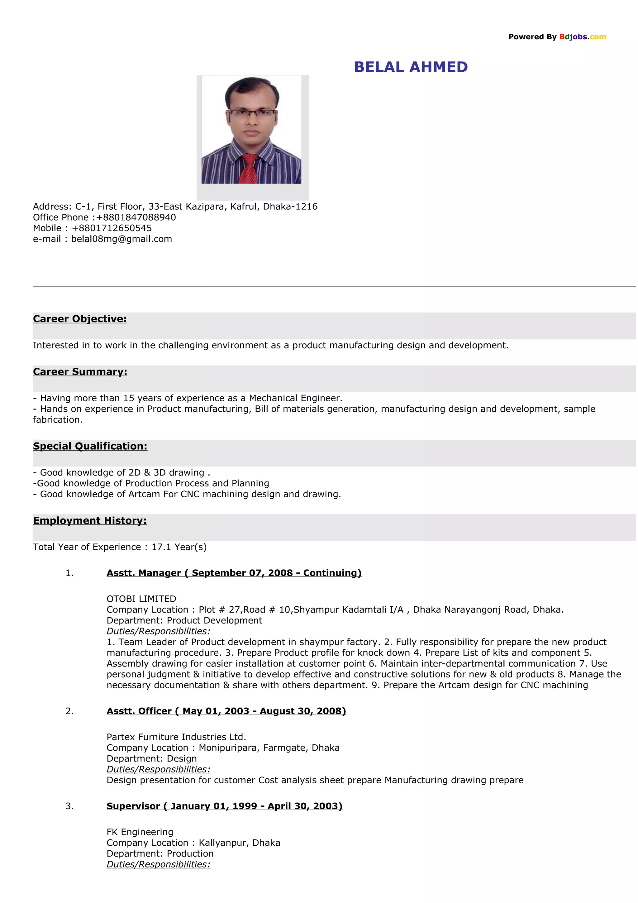 Belal_Ahmed_CV | DOC | Business | Business and Finance