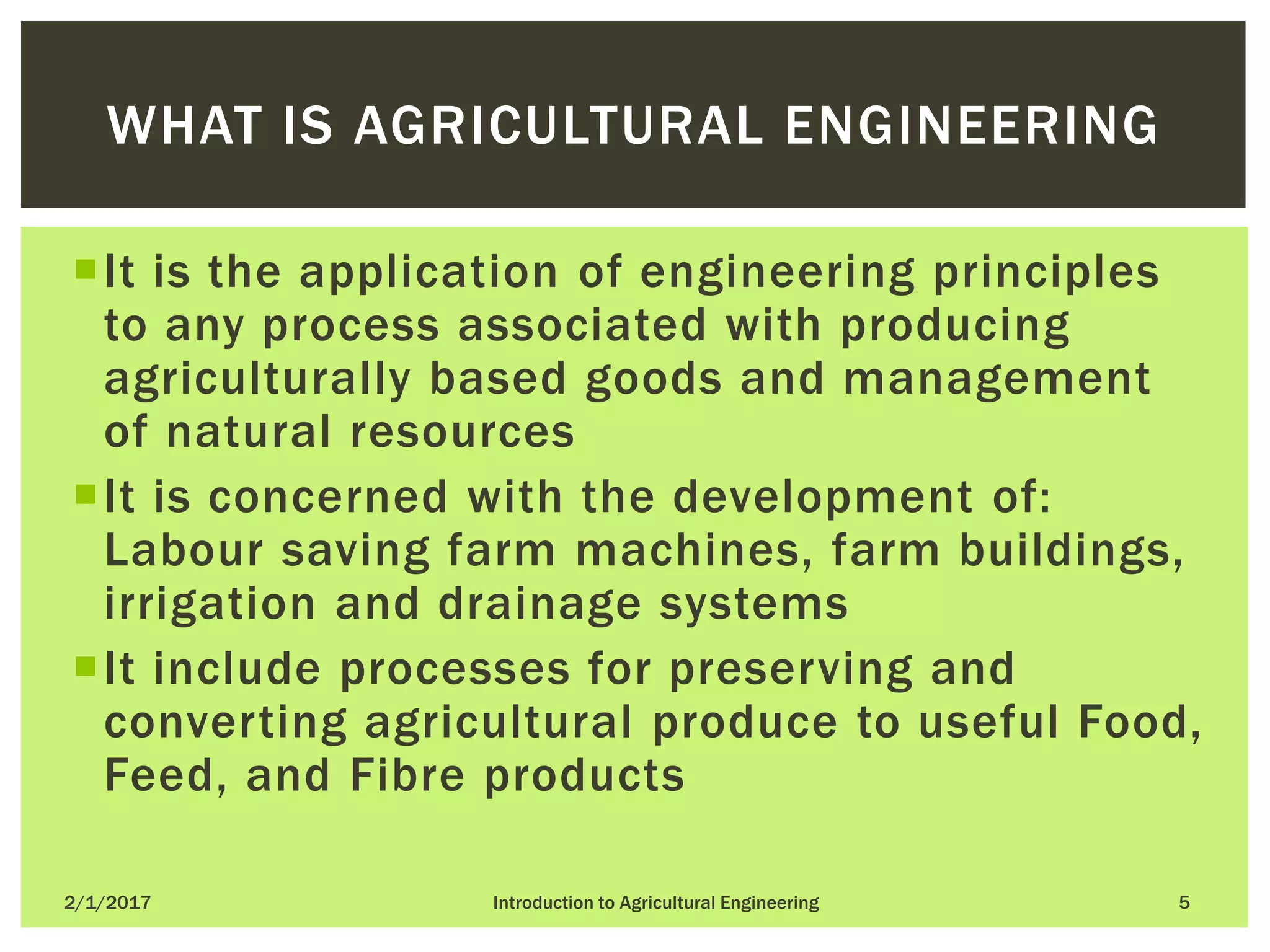 INTRODUCTION TO AGRICULTURAL ENGINEERING UOM | PDF