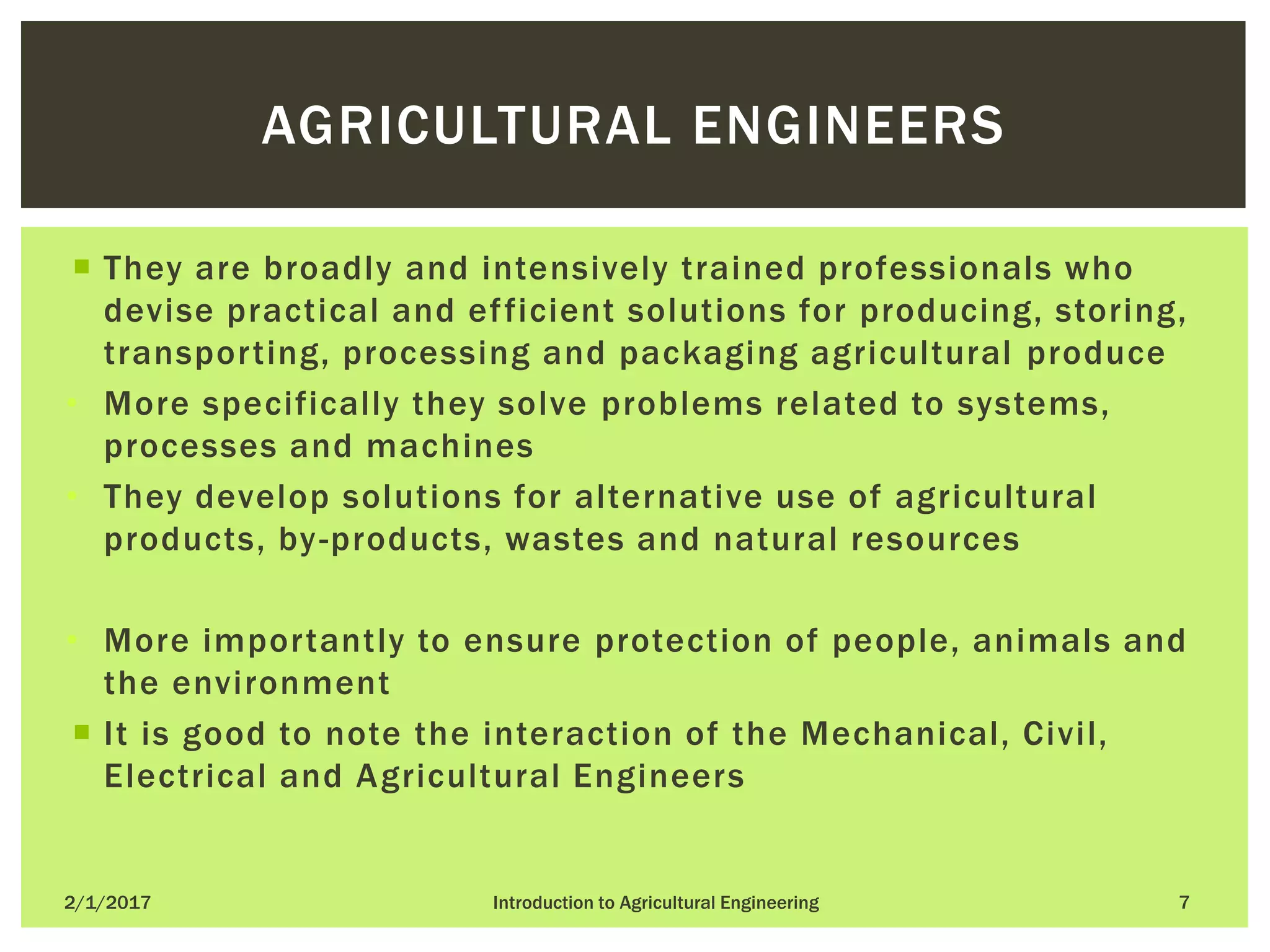 INTRODUCTION TO AGRICULTURAL ENGINEERING UOM | PDF