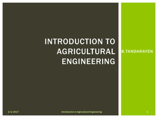 INTRODUCTION TO AGRICULTURAL ENGINEERING UOM | PDF