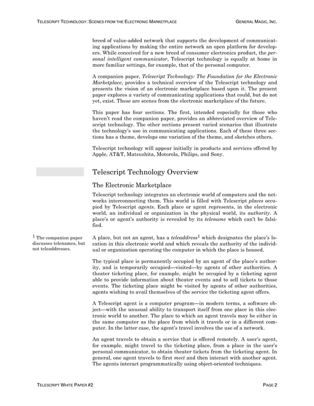 Telescript White Paper #2 | PDF
